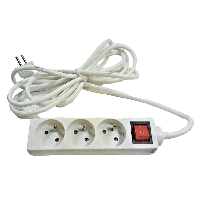 3 Socket Type E French Power Outlet with 5 Meter Cord, Comp plug Type C ...