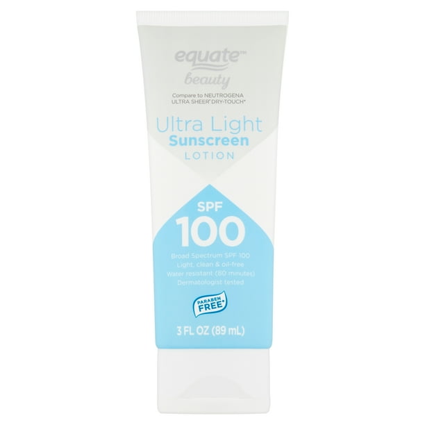Equate Beauty Ultra Light Broad Spectrum Sunscreen Lotion, SPF 100, 3 ...