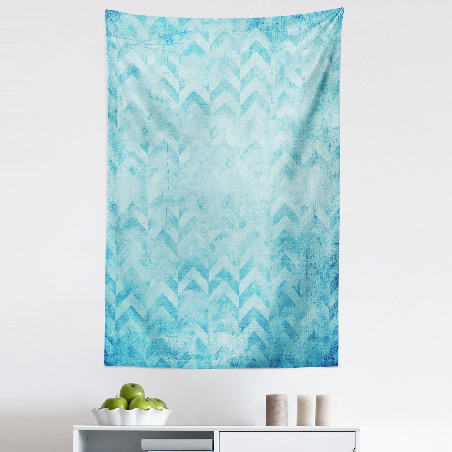 Turquoise Tapestry, Geometric Design Chevron Patterns on Old Vintage ...