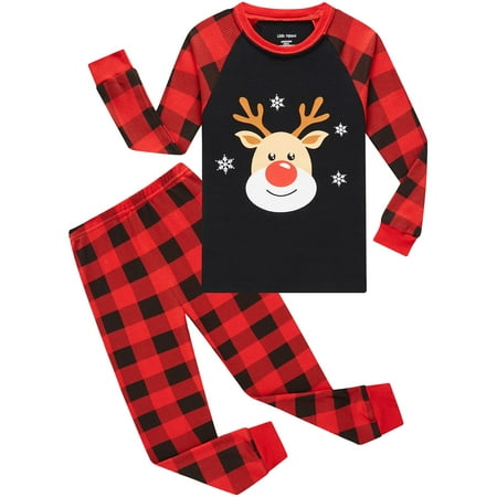 Boys girls christmas Reindeer Pajamas 100% cotton Toddler clothes Kids ...