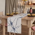 Abstract Geometric Table Runner, Navy Blue Splatter Lines Fragmented ...