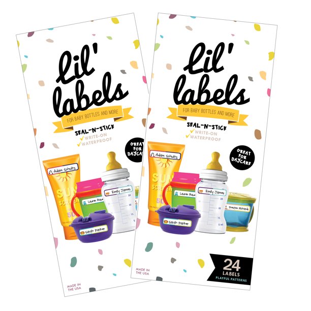 Lil' Labels Waterproof Seal-n-Stick Baby Bottle Labels for Daycare ...