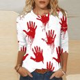 aohooy Womens Halloween T-Shirts 2025 3/4 Sleeve Funny Graphic T-Shirts ...