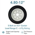Marastar 80201 4.80" X 12" Bias Trailer Tire 8 Spoke White Steel 5 / 4 ...