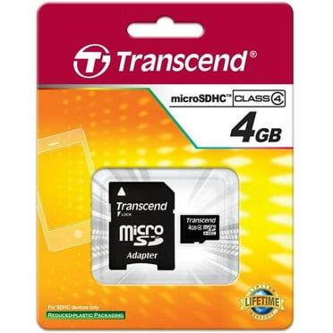 Transcend 8GB High Speed Compact MicroSDHC Class 4 Memory Card with ...