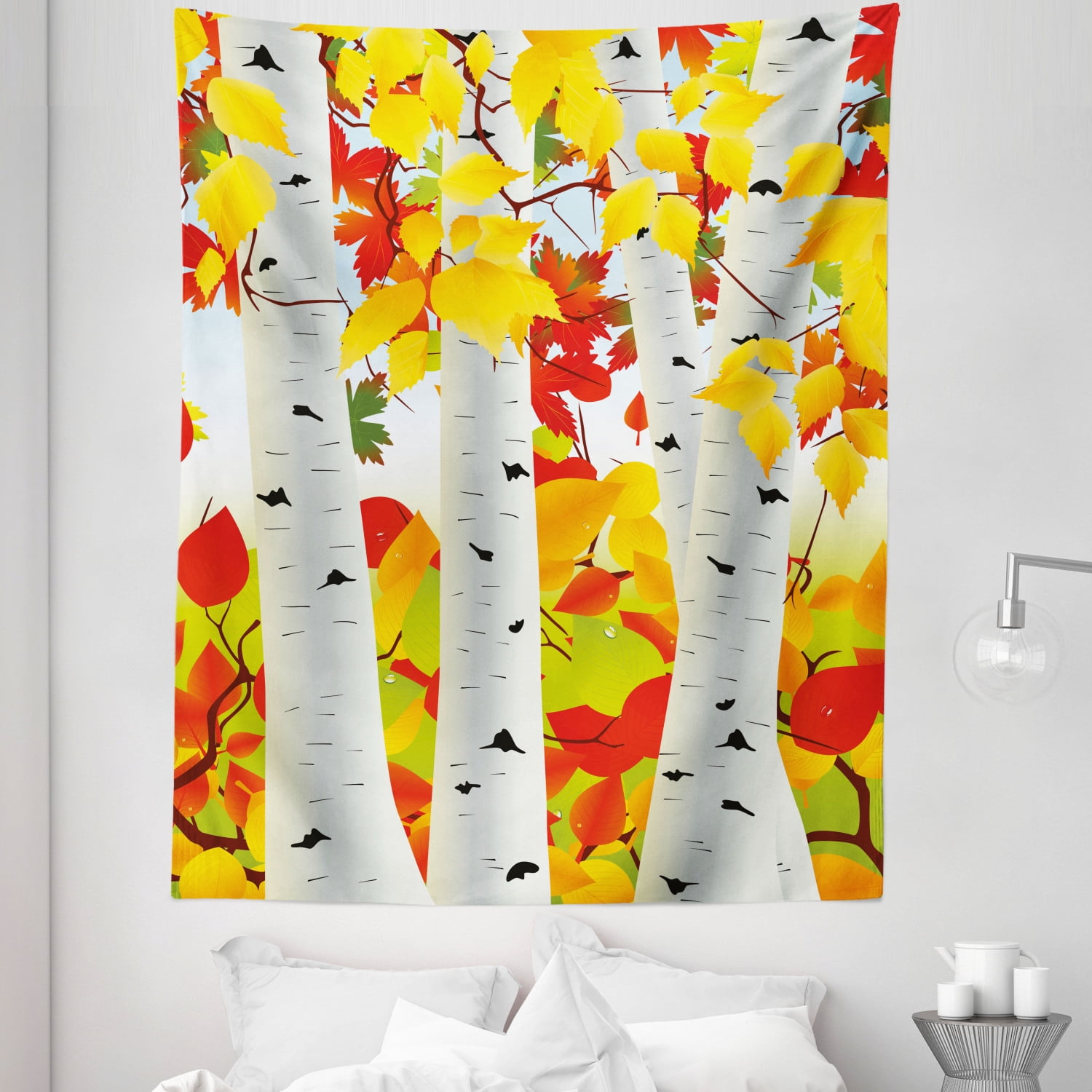 Fall Tapestry, Autumn Scene with Orange Fallen Leaves Dying Nature ...