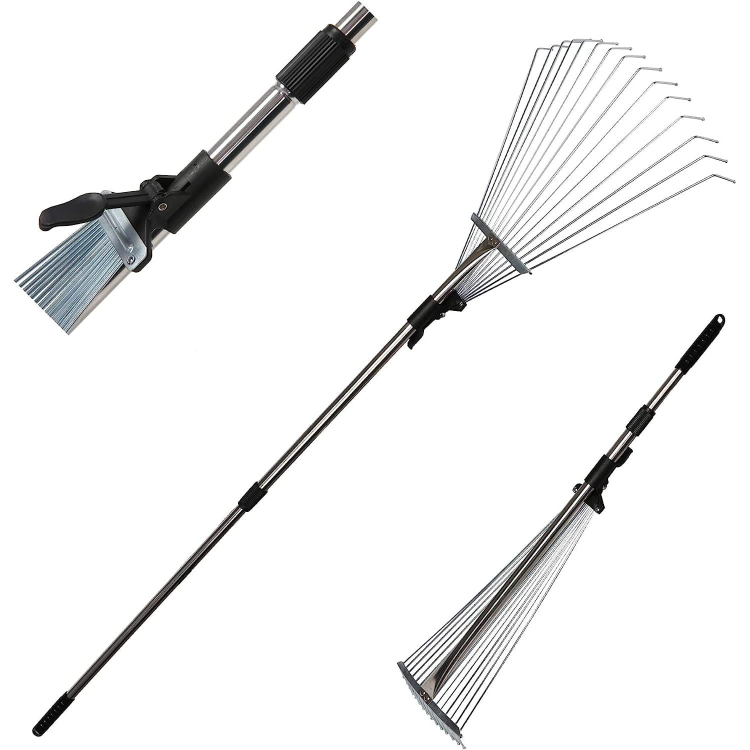Bilot Rakes for Lawns Extension Pole Telescopic Metal Rake Garden Rake ...