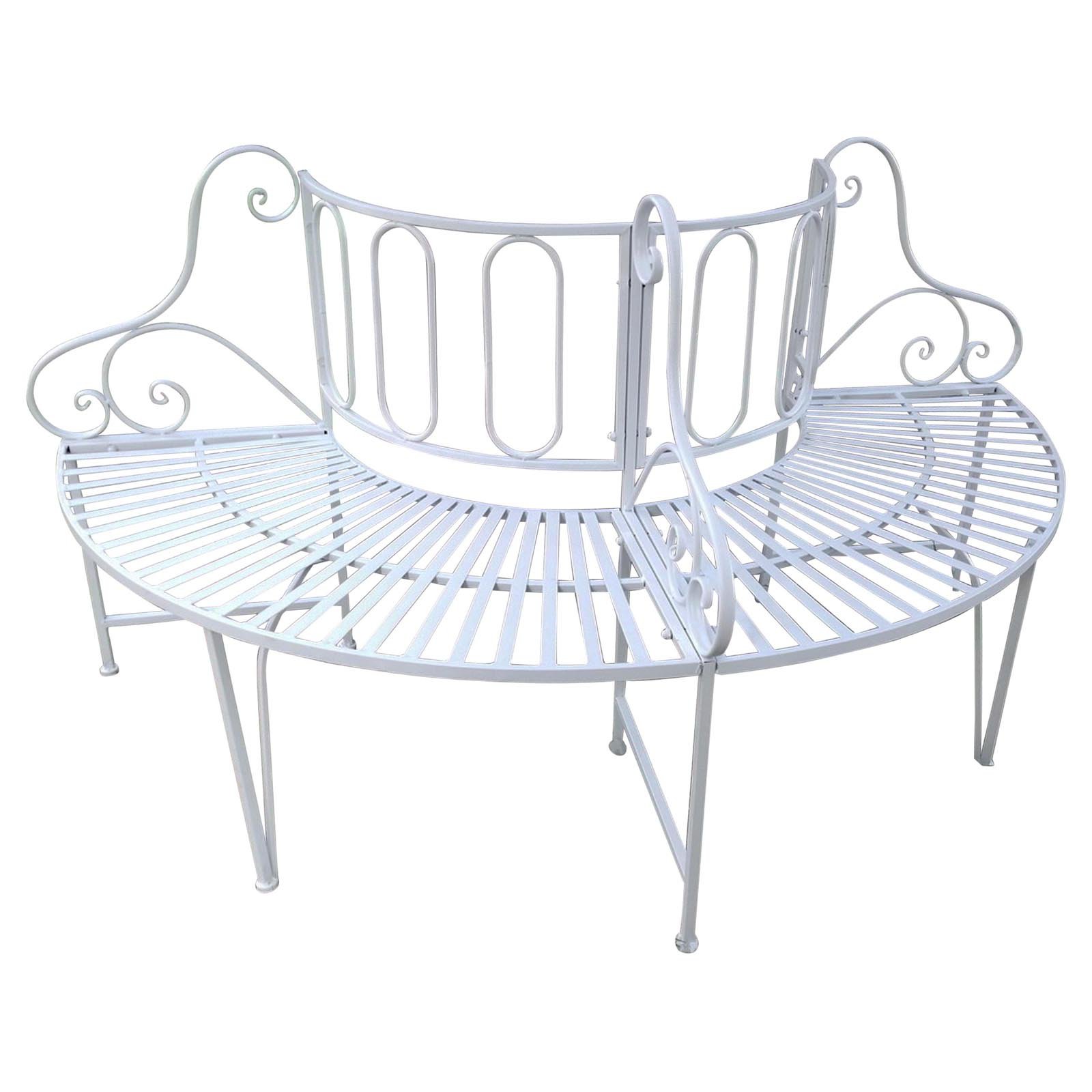 Hi-Line Gift Ltd. White Metal Tree Garden Bench - Walmart.com