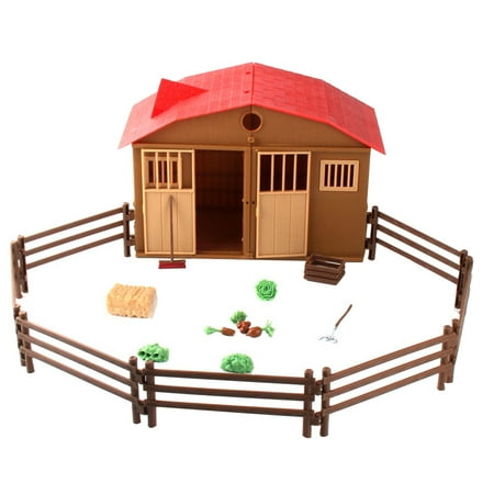 25pcs Farm Cabin Scene Model Folding Barn Playset Gates Fences House ...
