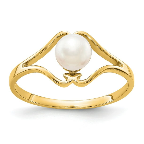 Aa Jewels Solid 14k Yellow Gold Freshwater Cultured Pearl Ring Band