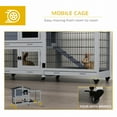 PawHut Rabbit Hutch Outdoor with Wheels Run 3 Removable Trays & Ramp ...
