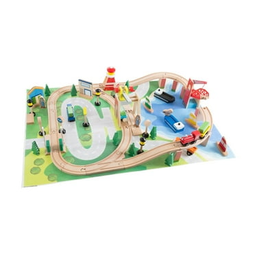 Costway Wooden Stackable Train Set Kids Educational Fun Cars with ...