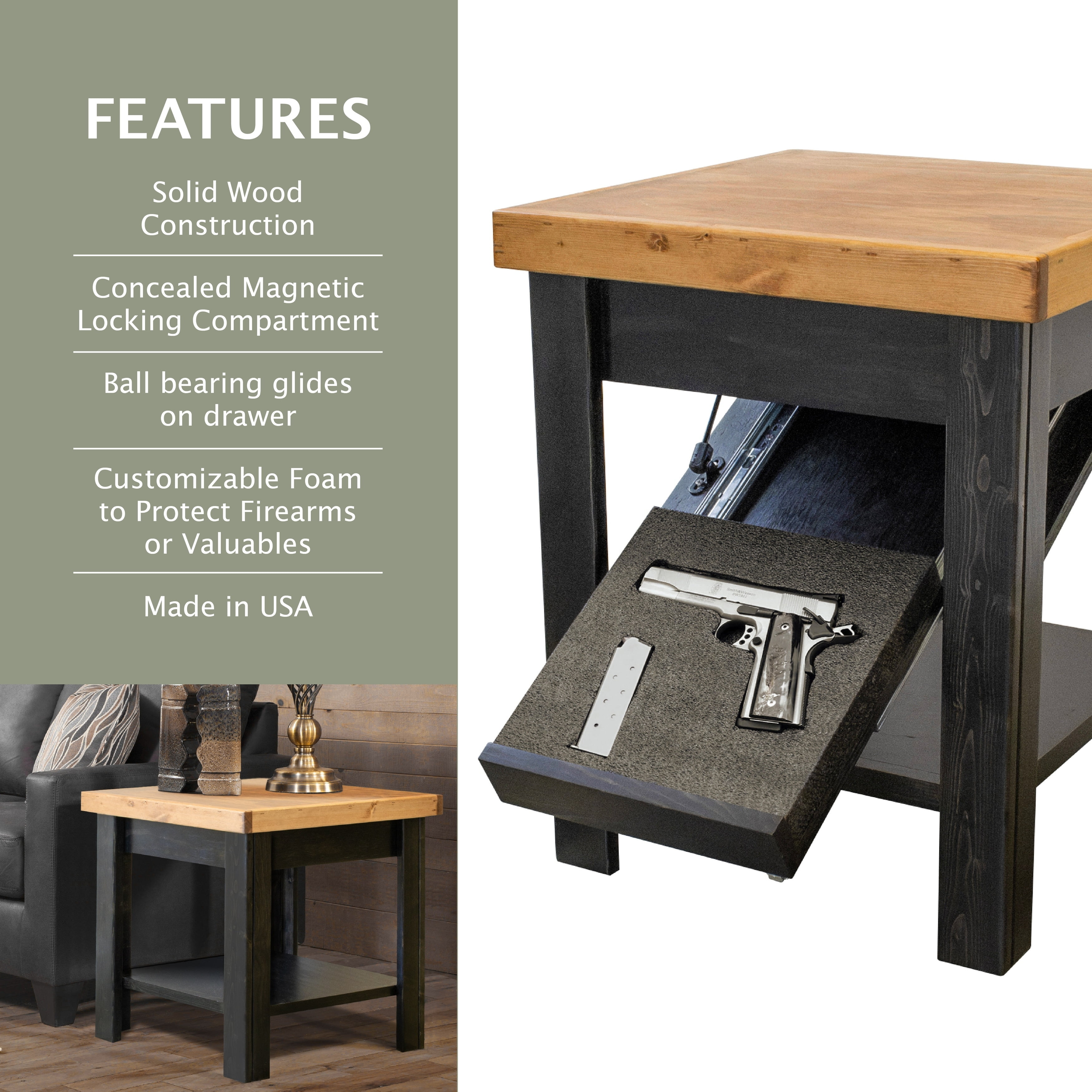 Nightstand with gun drawer store