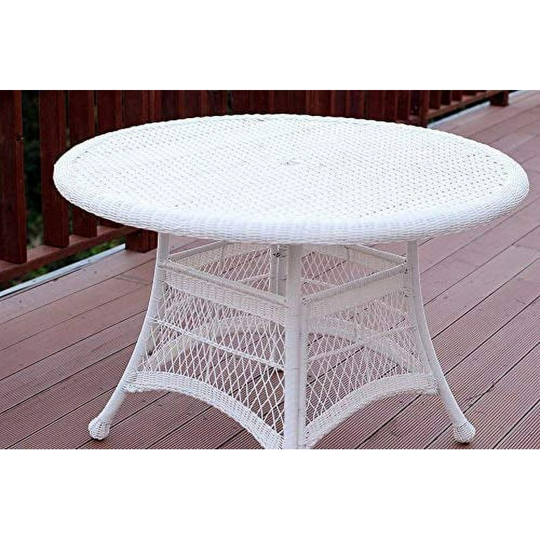 White wicker round table store