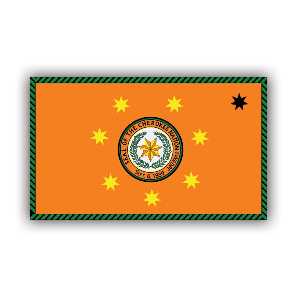 Cherokee Nation Flag Sticker Decal - Self Adhesive Vinyl - Weatherproof ...