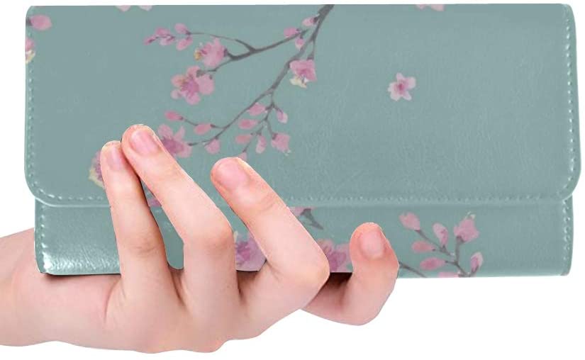Unique Custom Branch Cherry Blossom Flowers Women Trifold Wallet Long ...
