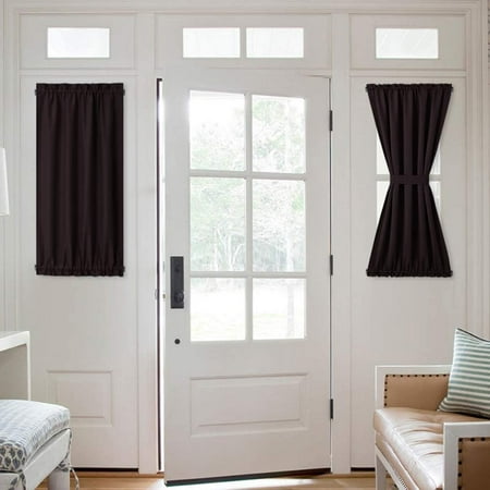 Blackout Front Door Curtain, Grey Curtains Thermal Insulated Sidelight ...