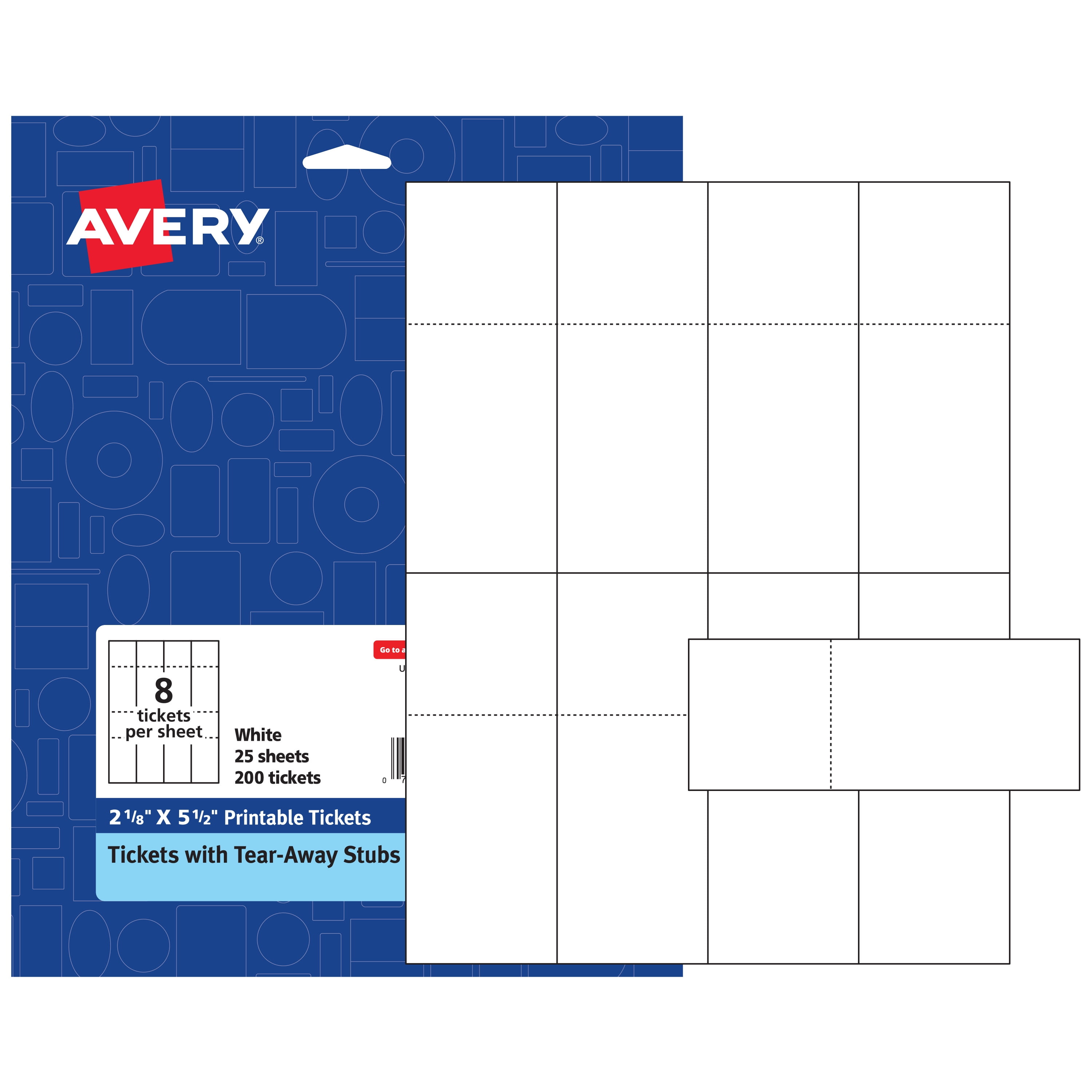 Avery Printable Tickets With Stubs 2 1 8 X 5 1 2 Laser Inkjet 200