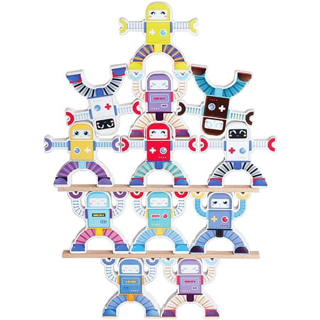 Wooden Robots Stacking Balancing Block Puzzle Game Building Toy ...