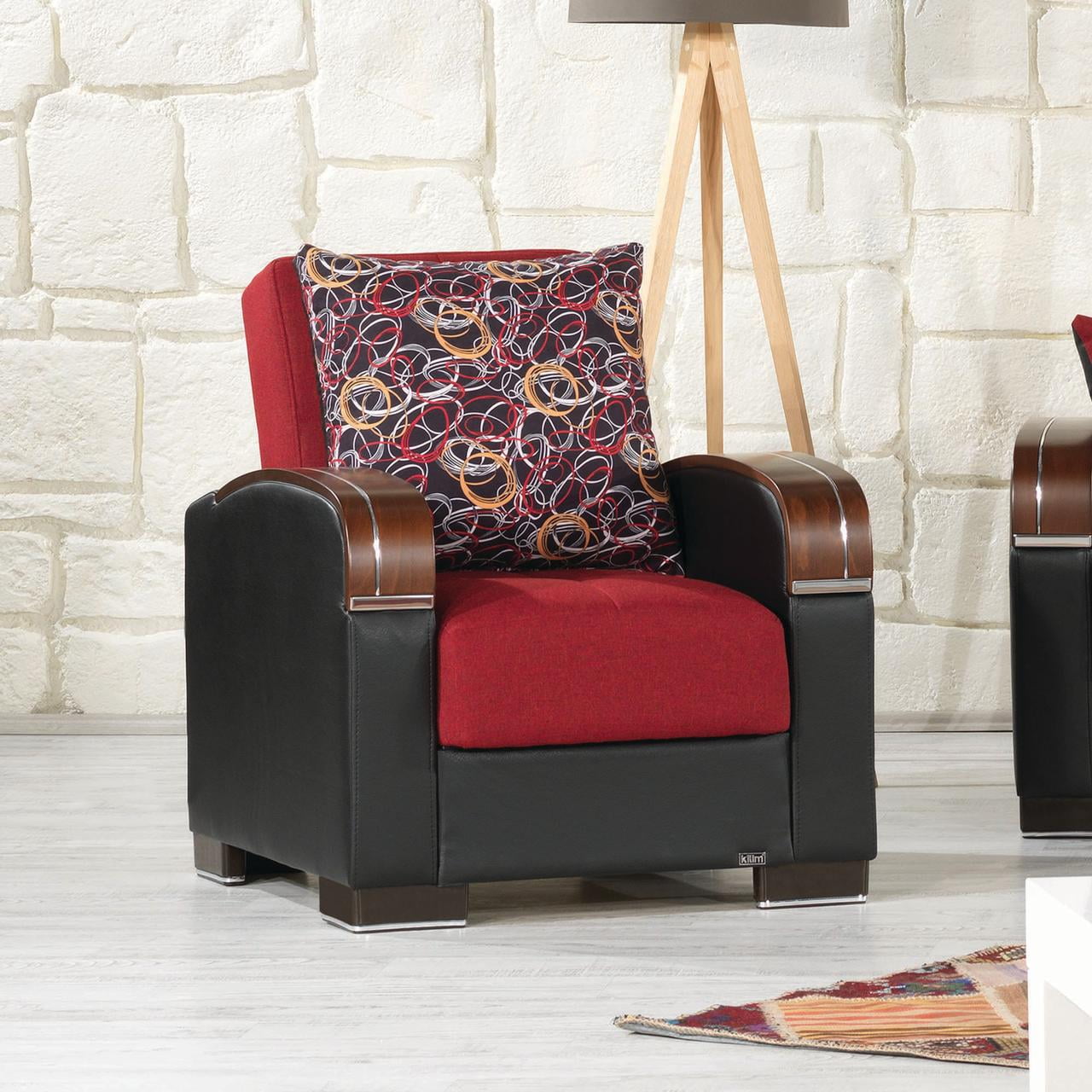 Ottomanson Founders Convertible Arm Chair, Red Chenille - Walmart.com