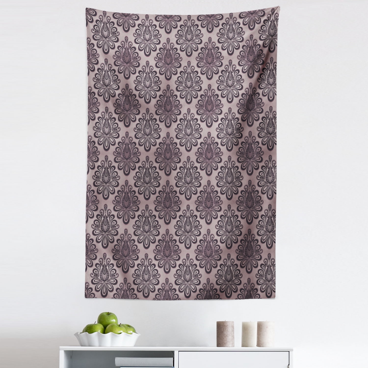 Traditional Tapestry, Damask Style Grey Motifs with Little Dots and ...