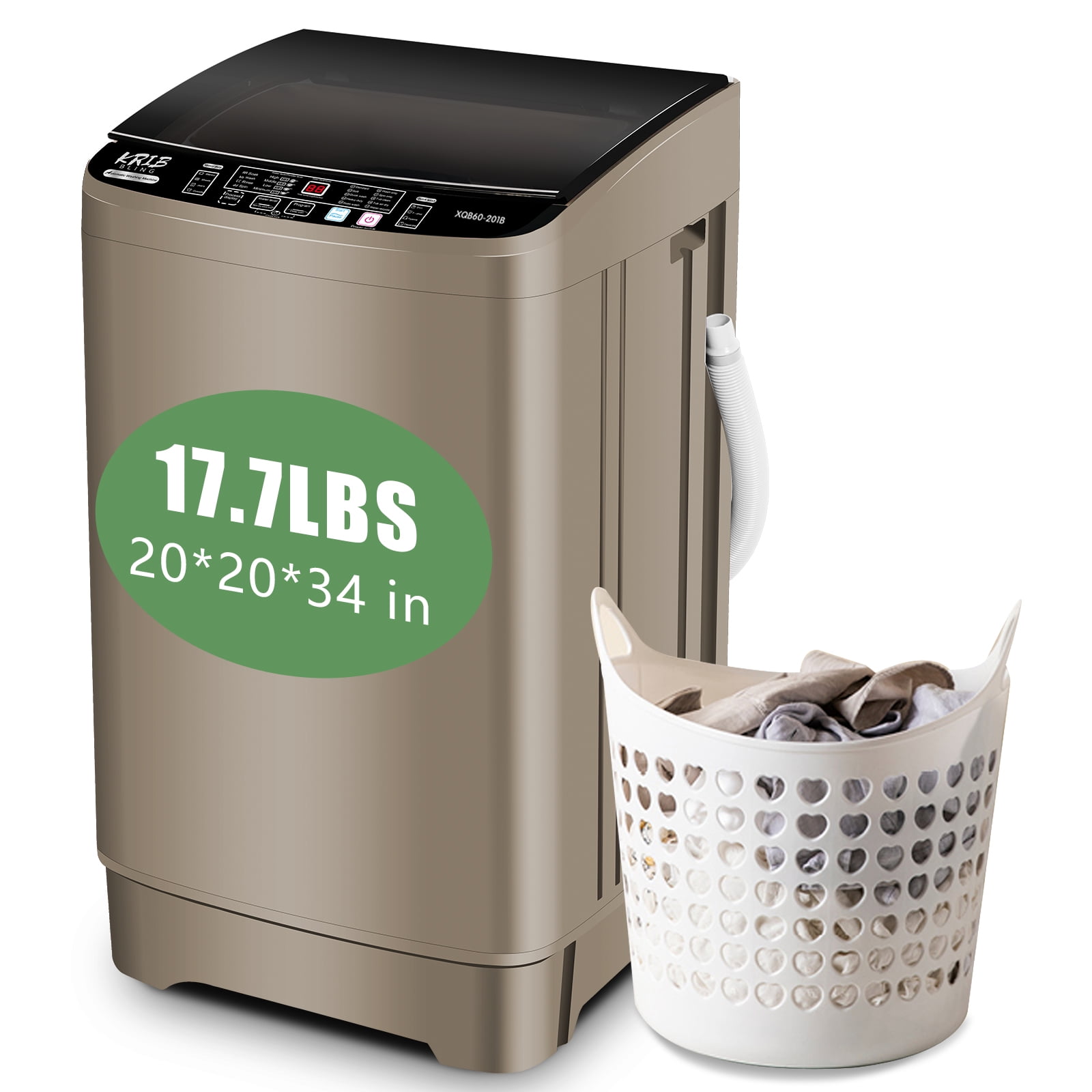 KRIB BLING Full-Automatic Washing Machine with LED Display, 17.7 lbs ...