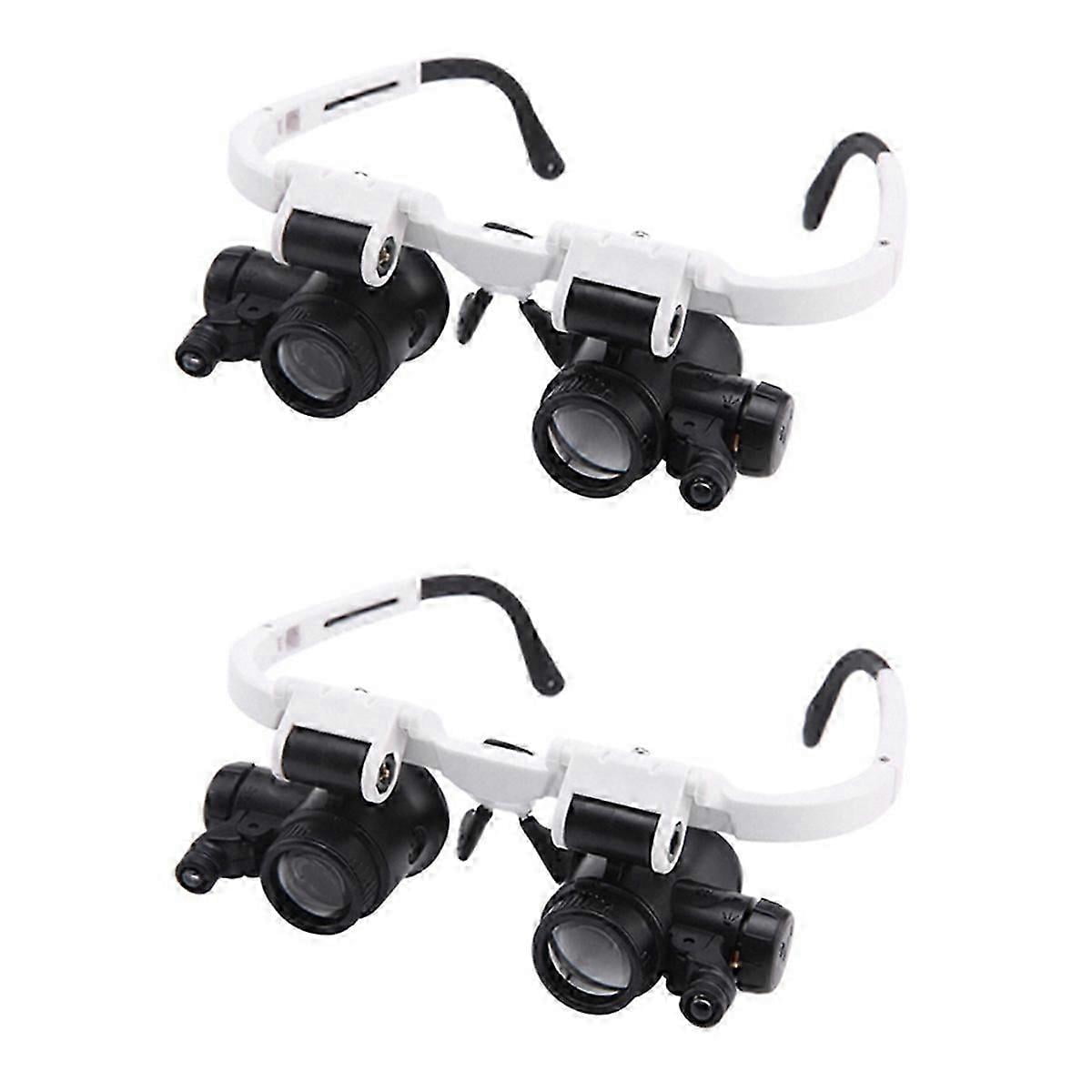 2Pcs Head-Mounted Microscope Jeweler Magnifier With LED Light | Walmart ...
