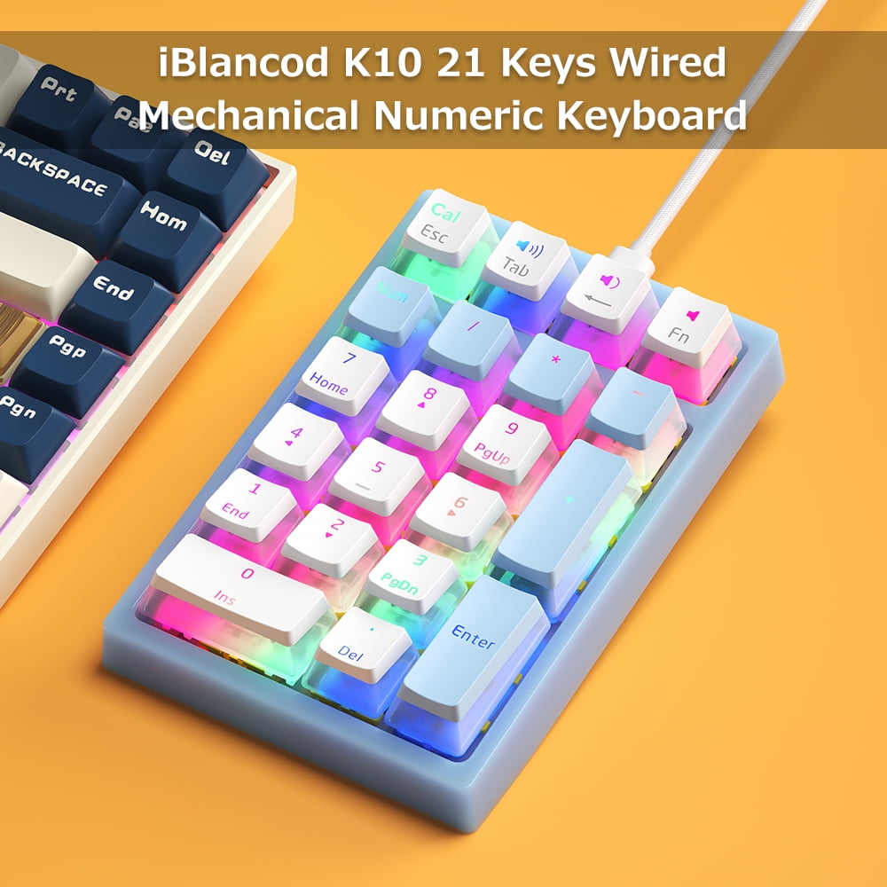 Buy iBlancod K10 21 Keys Wired Mechanical Numeric Keyboard RGB ...