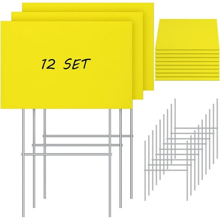 24 Pieces Blank Yard Signs with H-Stakes 12 x 8 Inches Plastic Blank ...
