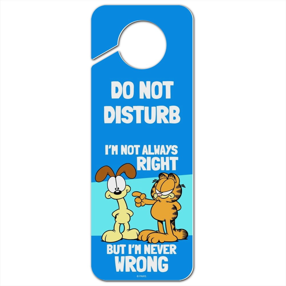 Garfield and Odie I'm Never Wrong Plastic Door Knob Hanger Sign ...