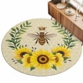 Country Bee Nests Round Rug 5ft Spring Yellow Sunflower Green Leaf ...