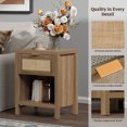 Surmoby Rattan Nightstand Set of 2, Bedside Tables with Drawer and ...