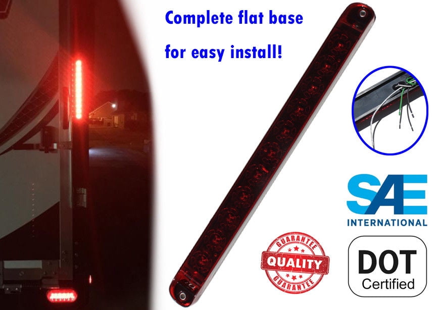 17" Submersible Surface Mount Red Stop Turn Tail LED Light Bar Truck ...