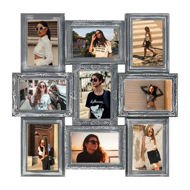 8 Gray Picture Collage Frames for Wall 4x6 Photo Frame Collage with ...