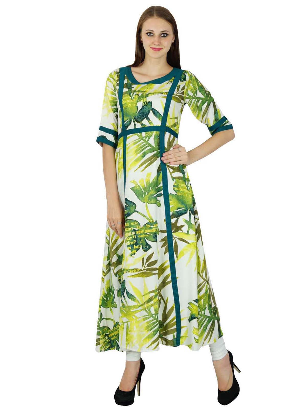Indian Floral Print Bollywood Kurta Women Ethnic Kurti Rayon Top Tunic ...