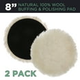 2 Pack of 8" Natural 100% Wool 1" Pile Grip Buffing & Polishing Pad ...