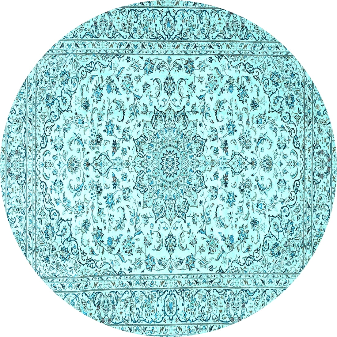 Ahgly Company Indoor Round Medallion Light Blue Traditional Area Rugs ...