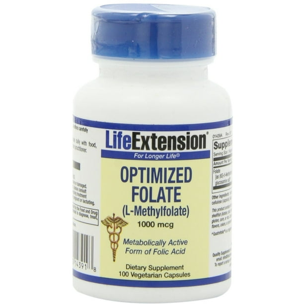 Life Extension Optimized Folate 1000 mcg Vegetarian Tablets, 100 Ct ...