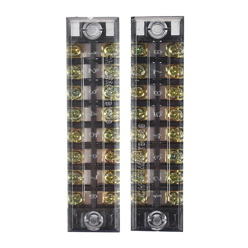 600V 15A Dual Row 8P Screw Connector Electric Barrier Terminal Block ...
