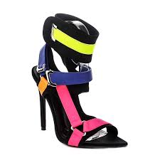 Cape Robbin Dive In Multi Strappy Colorful High Heel Single Sole Caged ...