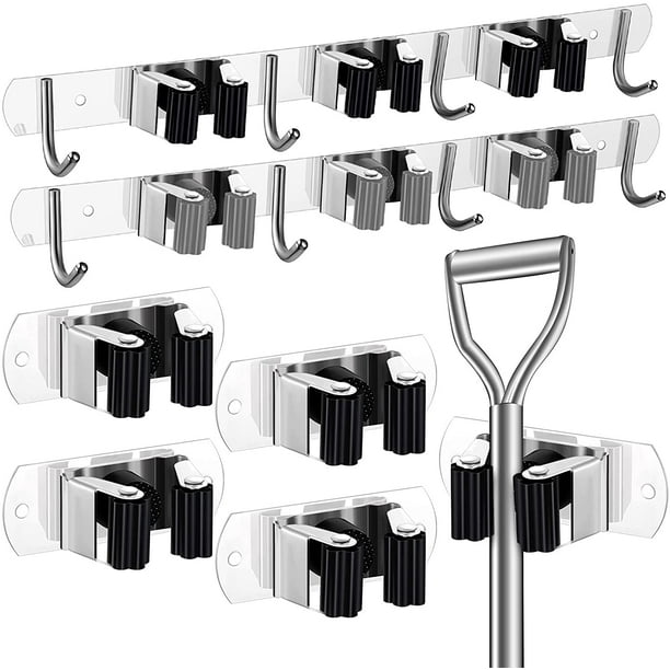 6 Pieces Broom Mop Holder Heavy Broom Holder Wall Mounted Broom ...