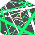 3drose, Lines of Green and White Geometric Pattern on Grey, 15x15 Wall ...