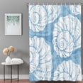 Blue Conch Shower Curtain Set with Hooks, Coastal Summer Ocean Beach ...