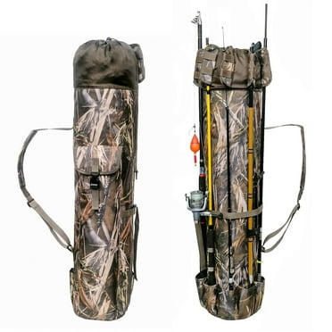 Canvas Fishing Rod Bag Carrier - Travel Case with Large Storage Space, Easy to Fasten, Carrying ...