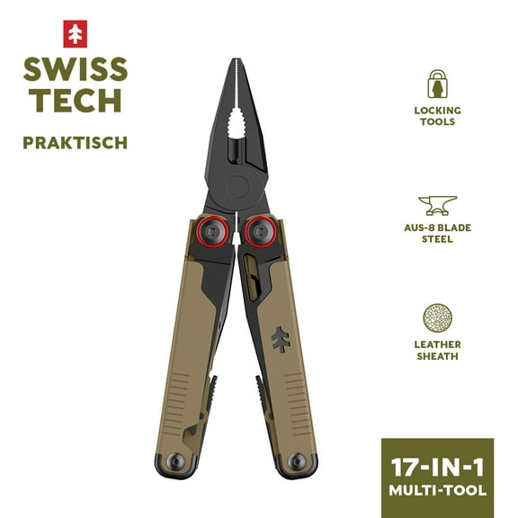 Swiss Tech Taktstock AUS-8 Steel Blade 26-in-1 Folding Multitool ...