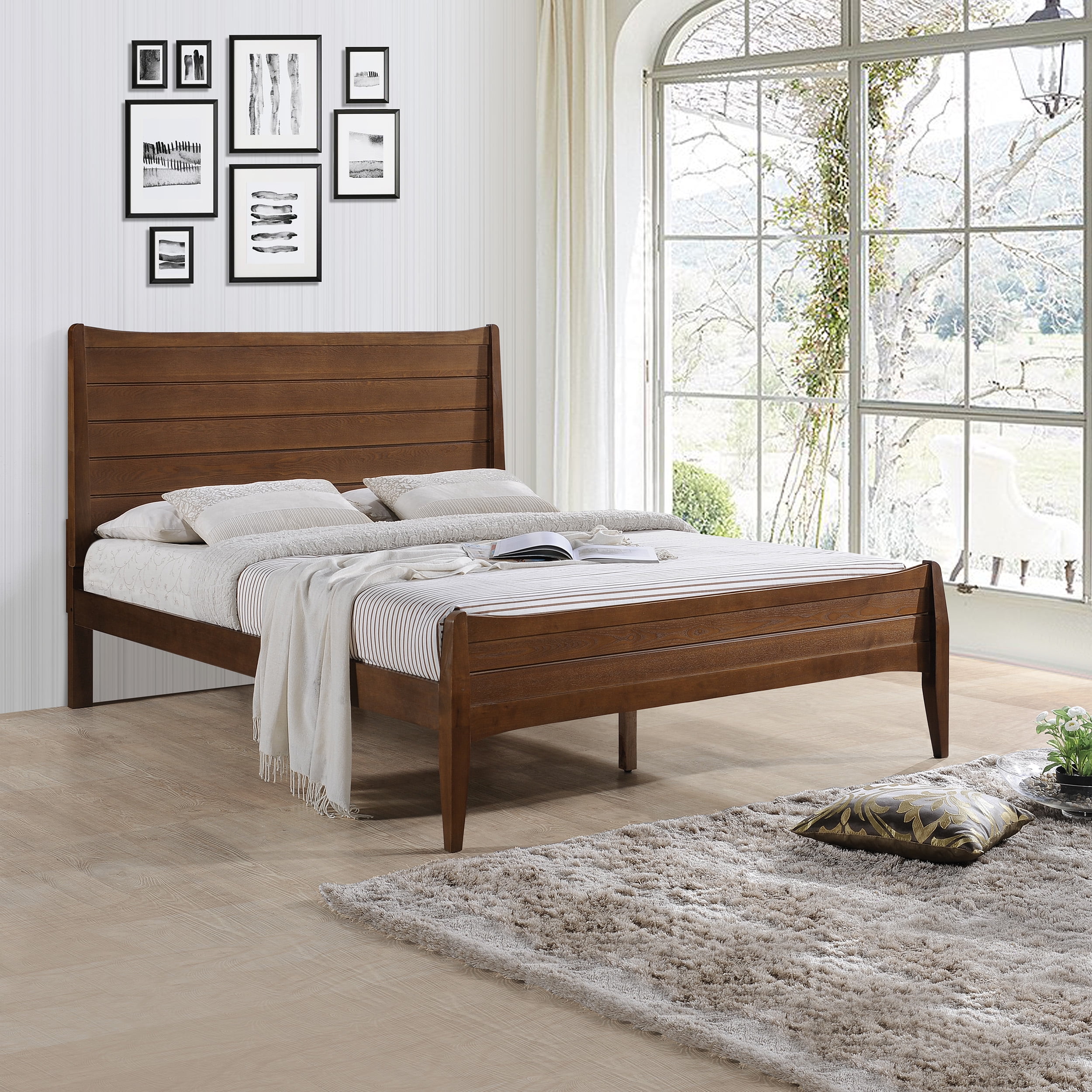 Noble House Khalid Rustic Wooden Queen Platform Bed, Walnut - Walmart.com