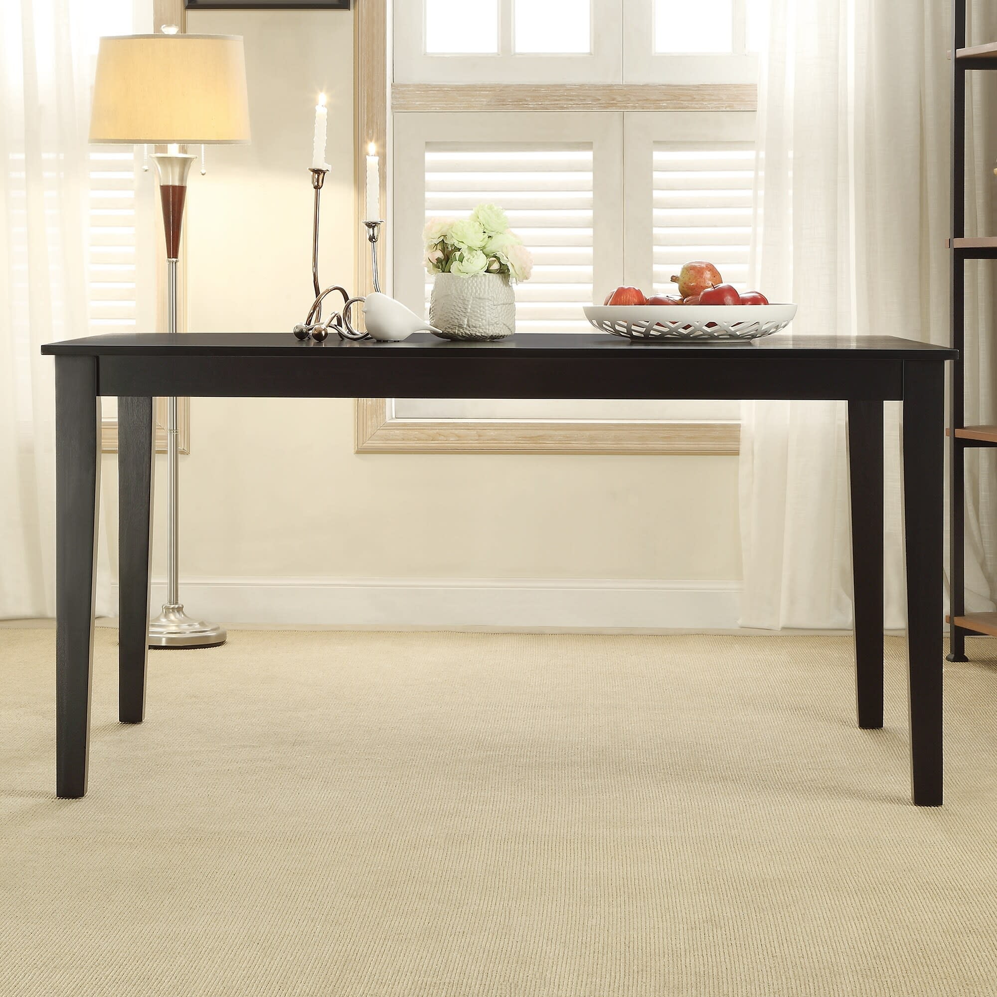 Weston Home Lexington 60" Rectangular Wood Dining Table, Black ...