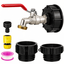 IBC Tote Adapter - 1/2" Lead-Free Brass Water Shut-Off Valve with Red ...