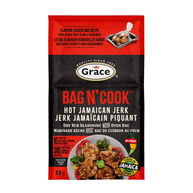 Grace Bag n' Cook Dry Rub Seasoning with Oven Bag Hot Jamaican Jerk 35 ...