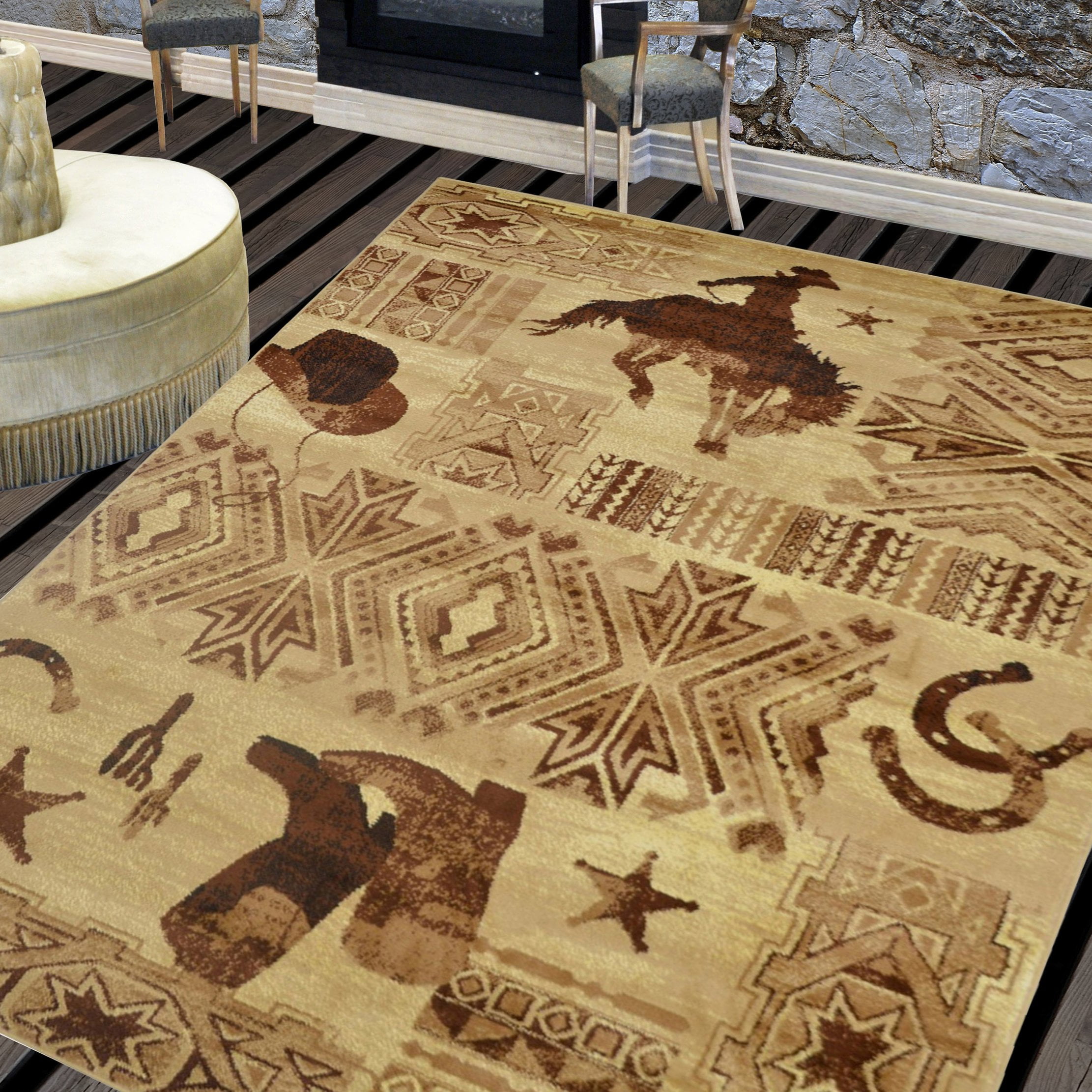 Handcraft Rugs Cabin Rug Lodge, Cabin Nature and Animals Area Rug ...